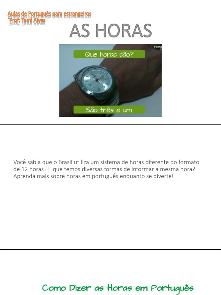 Horas em Português | PDF