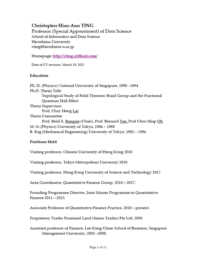 CV CTing | PDF | Financial Markets | Investing