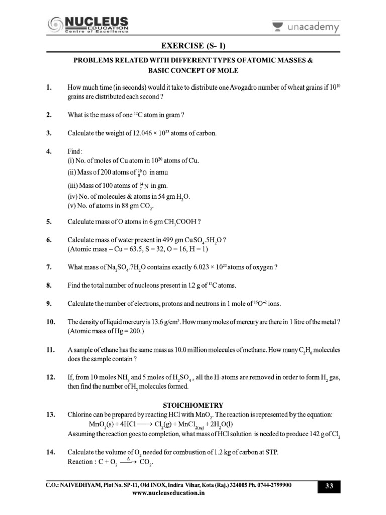 Akk Sir Mole Concept Sheet | PDF