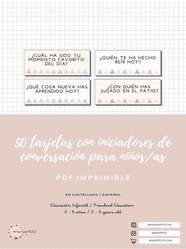 50 Tarjetas de Conversación para Niños | PDF | Salud y bienestar ...
