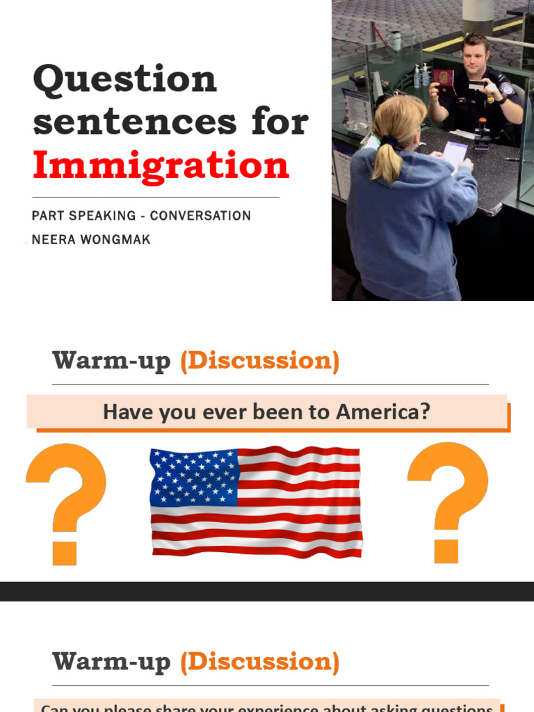 Question Sentences For Immigration-Part 1 | PDF | Travel Visa | Tourism
