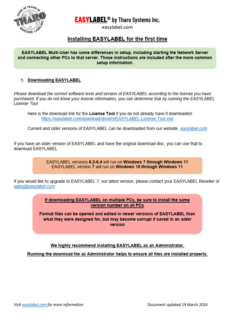 Installing EASYLABEL | PDF | Microsoft Windows | Ip Address