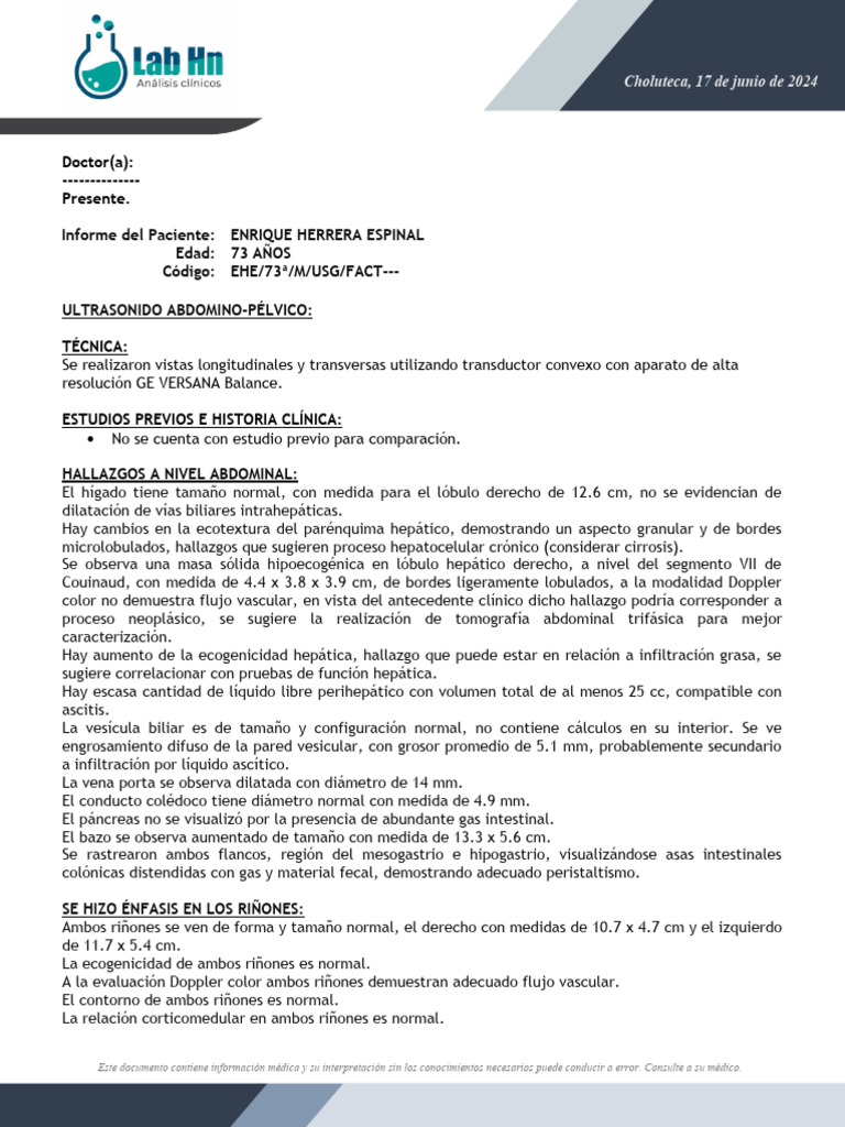 Ejemplo de Estudio Radiologico 7 | PDF | Riñón | Hígado