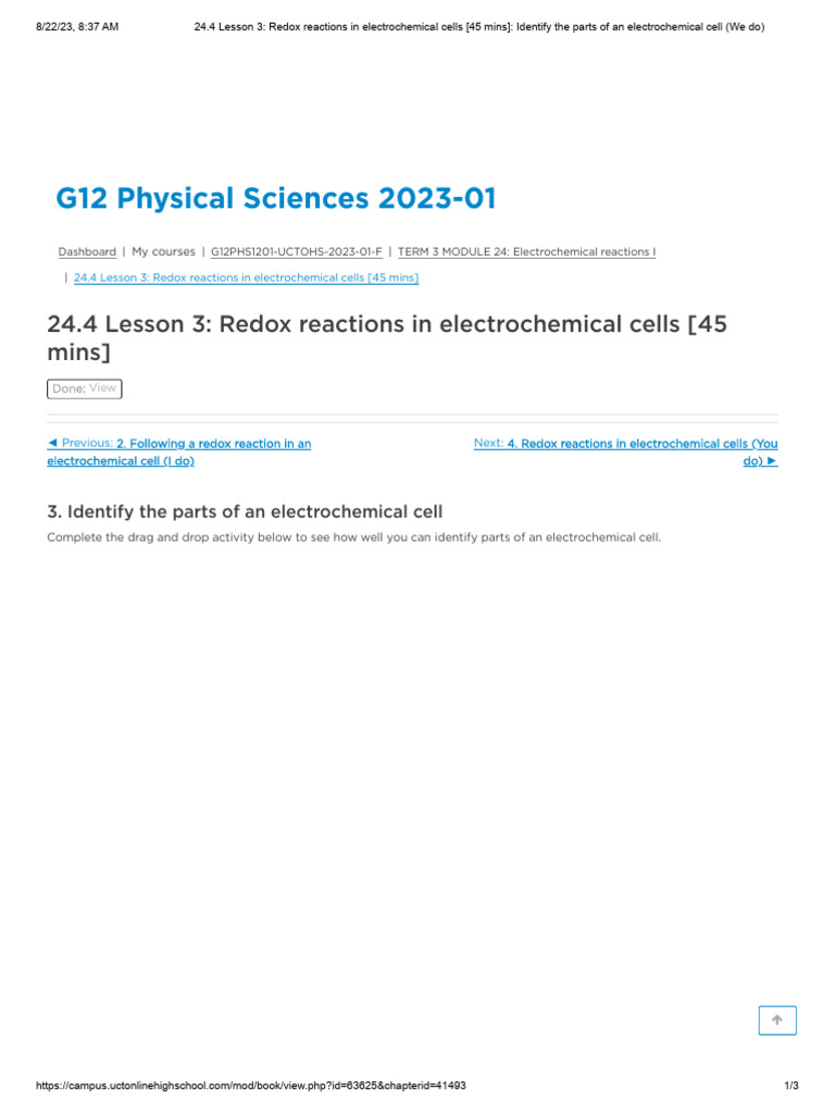 24.4 Lesson 3_ Redox Reactions in Electrochemical Cells [45 Mins ...