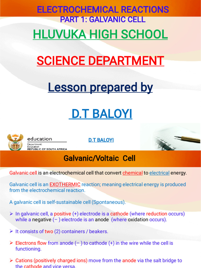 Grade 12 Galvanic Cell Overview | PDF | Electrochemistry | Electrode