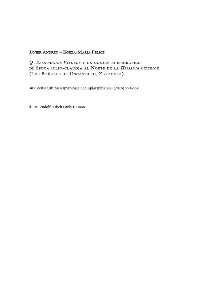 ANDREU, J. y FELICE, E.M. (2016) | PDF | Roma antigua | Antiguedad clasica