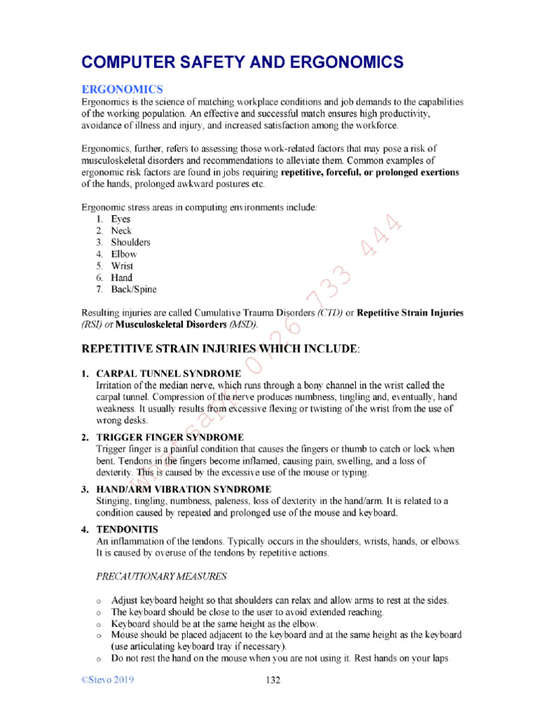 Computer Safety And Ergonomics Pdf