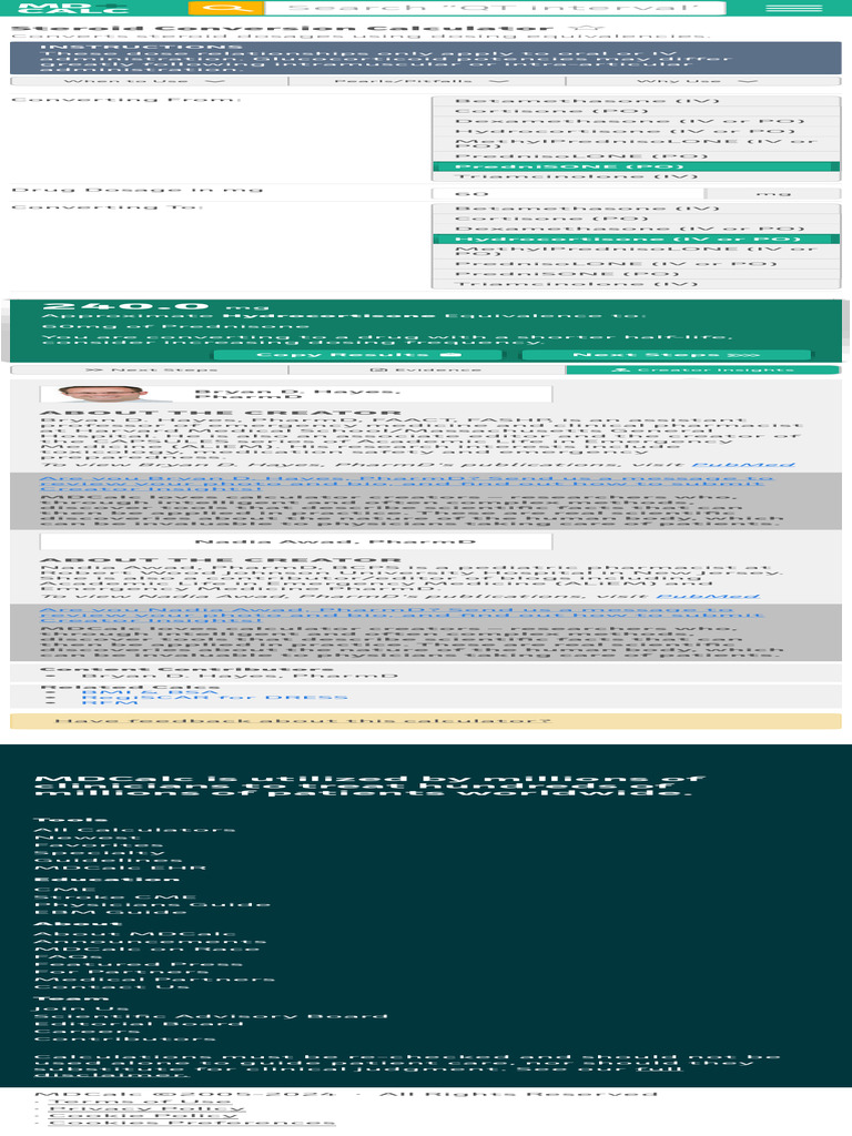 Steroid Conversion Calculator | PDF | Corticosteroid | Drugs