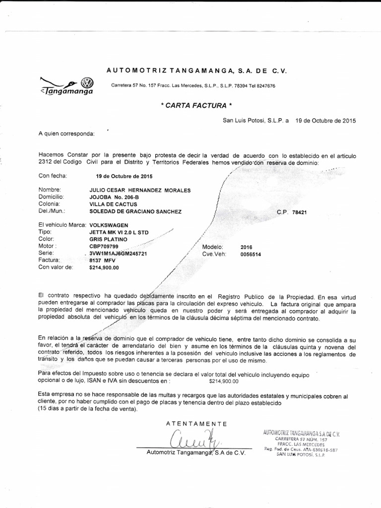Carta Factura | PDF