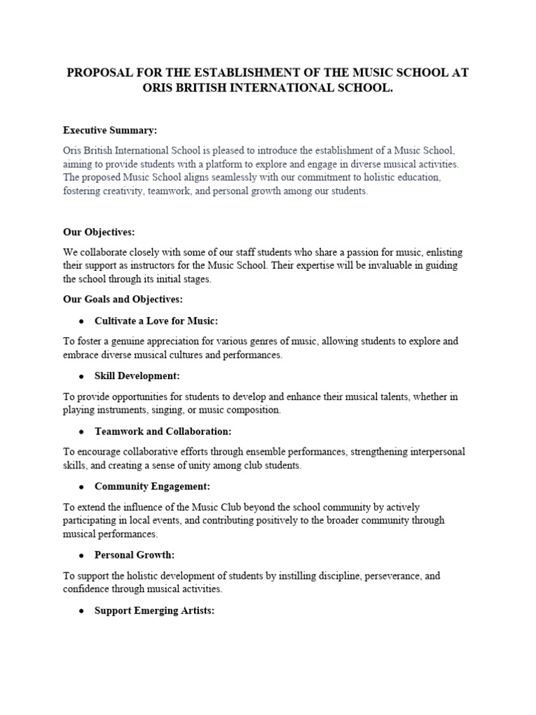 Music School Proposal | PDF | Sound Technology | Sound