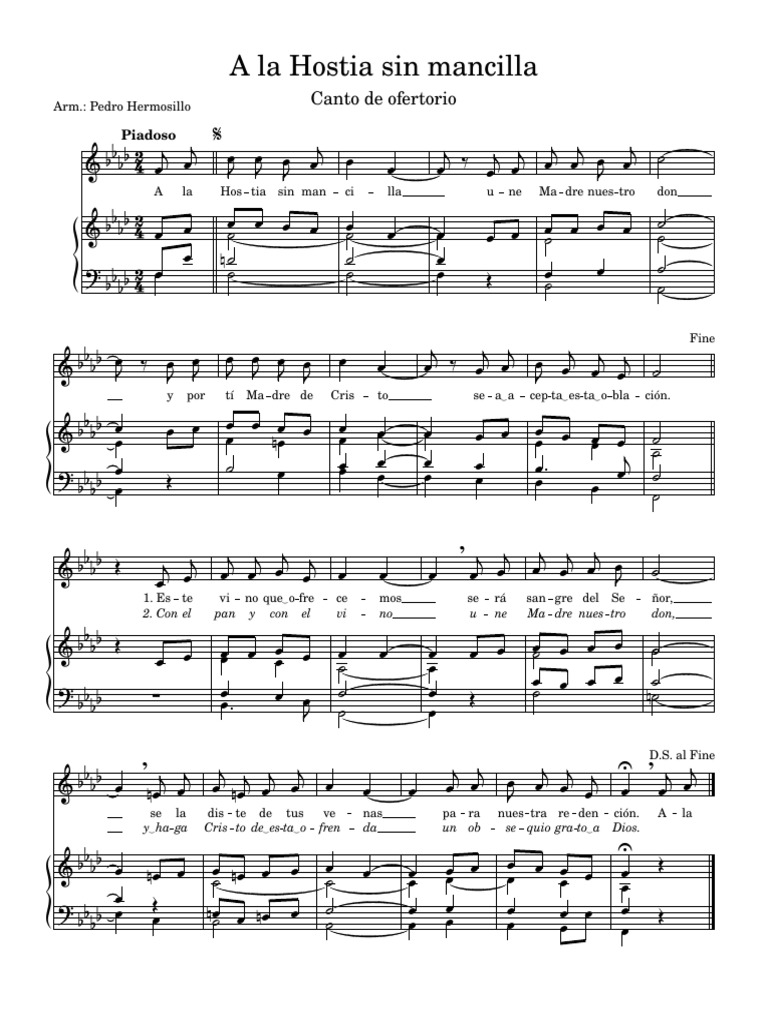 A La Hostia Sin Mancilla (Voz y Órgano) | PDF
