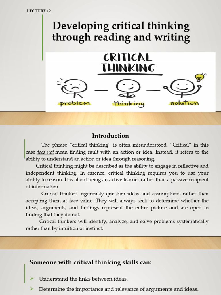 Lecture 12+ | PDF | Critical Thinking | Thought