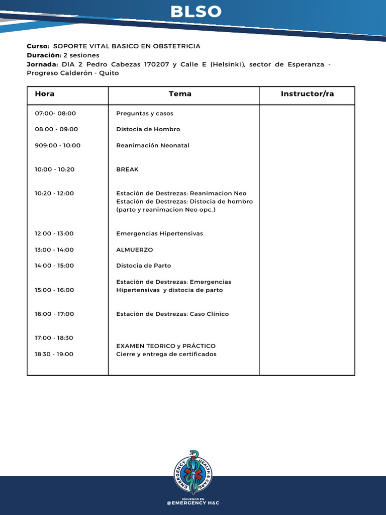 Cronograma Blso | PDF | Reanimación cardiopulmonar | Primeros auxilios