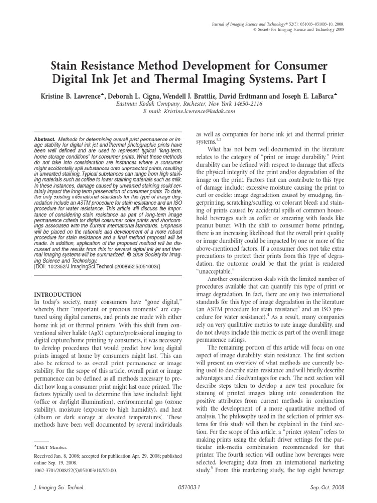 2008 Stain Resistance Method Development For Consumer Digital Ink Jet ...