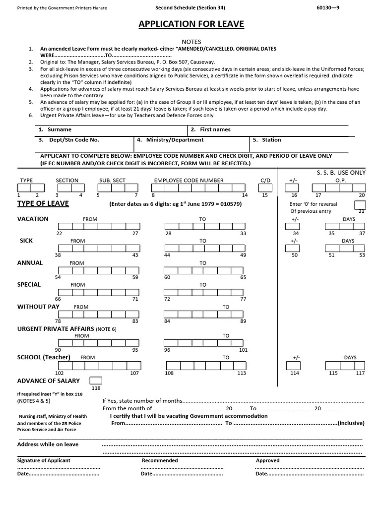 Leaveform | Download Free PDF | Sick Leave | Health Care