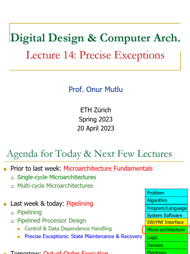 Arch5 Precise Exceptions Afterlecture | PDF | Central Processing Unit | Computer Science