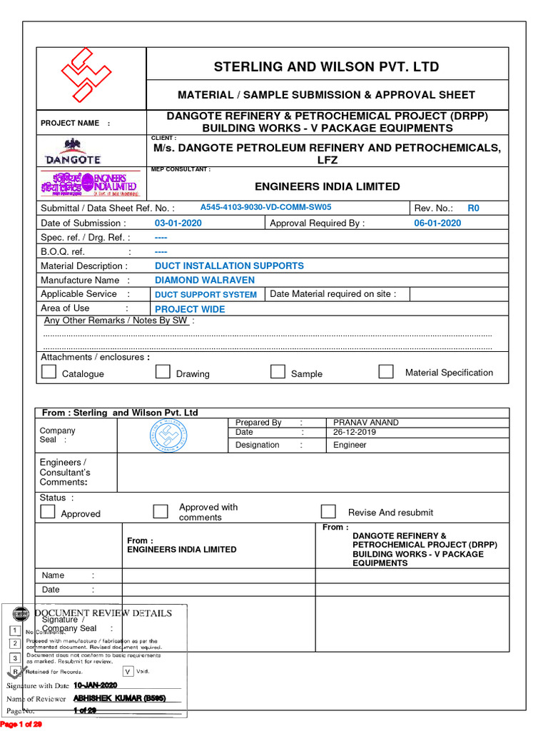 Duct Support Data Sheet | PDF