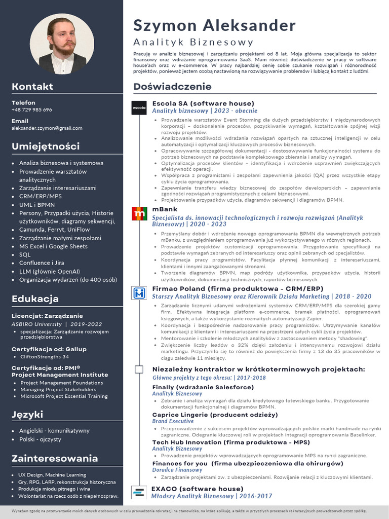 CV - Szymon Aleksander | PDF