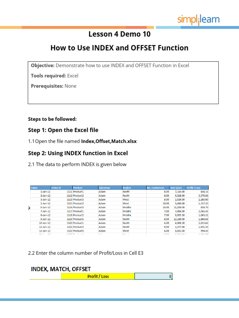 10 - How To Use INDEX and OFFSET Function | PDF | Teaching Methods ...