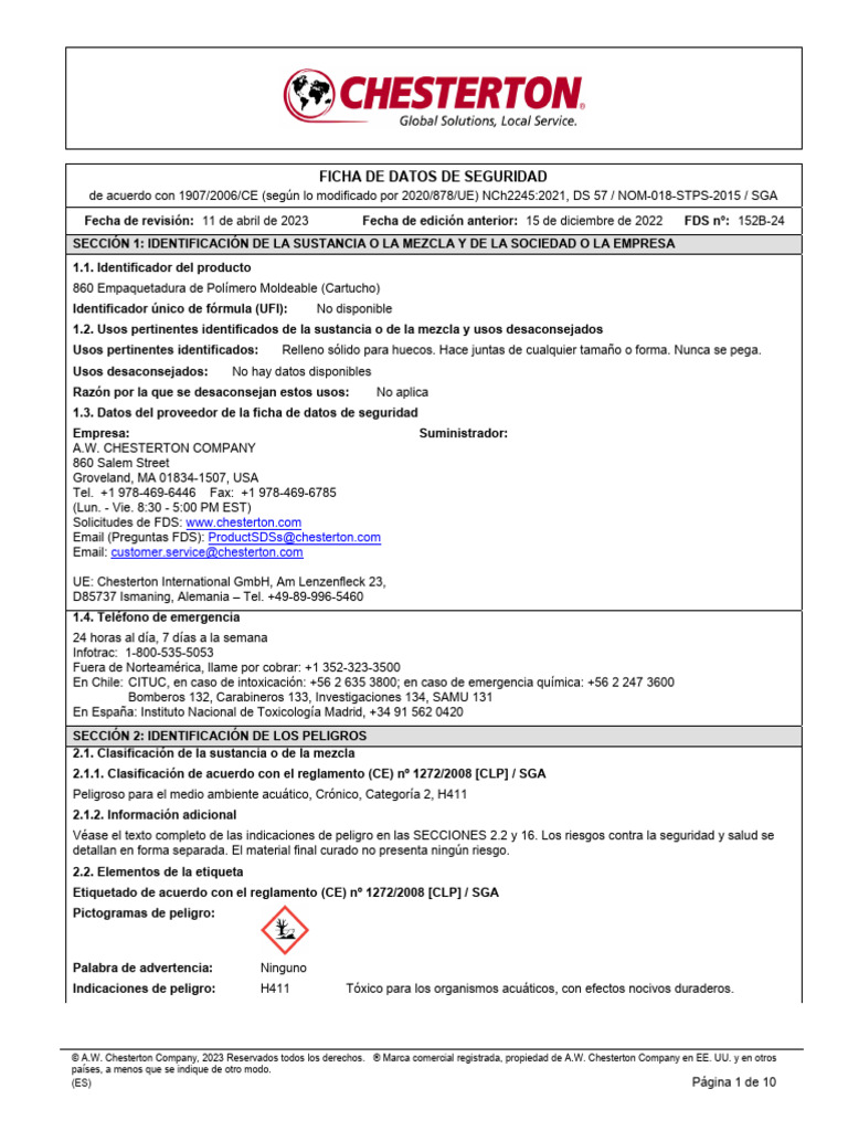 Hds Chesterton 860 | PDF | Toxicidad | Química