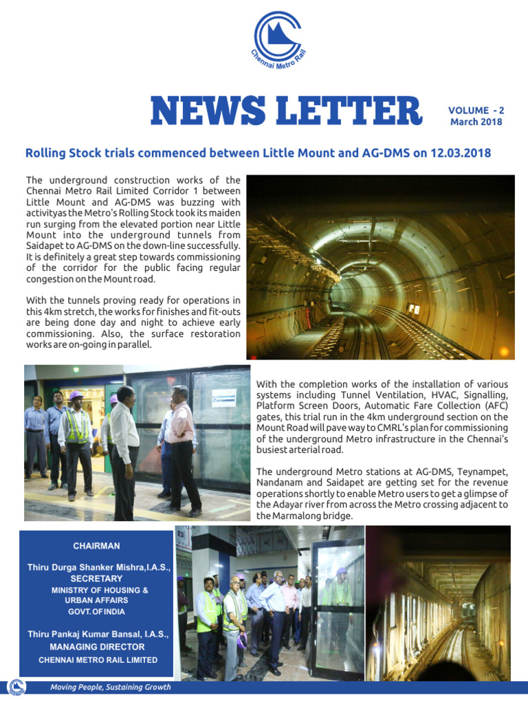 CMRL News Letter March | PDF | Rapid Transit | Stored Value Card
