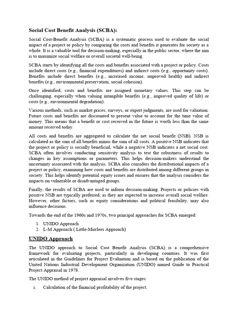 Social Cost Benefit Analysis | PDF | Cost–Benefit Analysis | Net ...