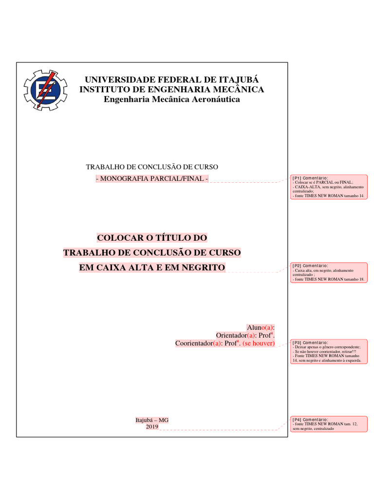 Modelo Formatacao TFG 2019 | PDF | Abstract (resumo) | Caixa alta e caixa baixa
