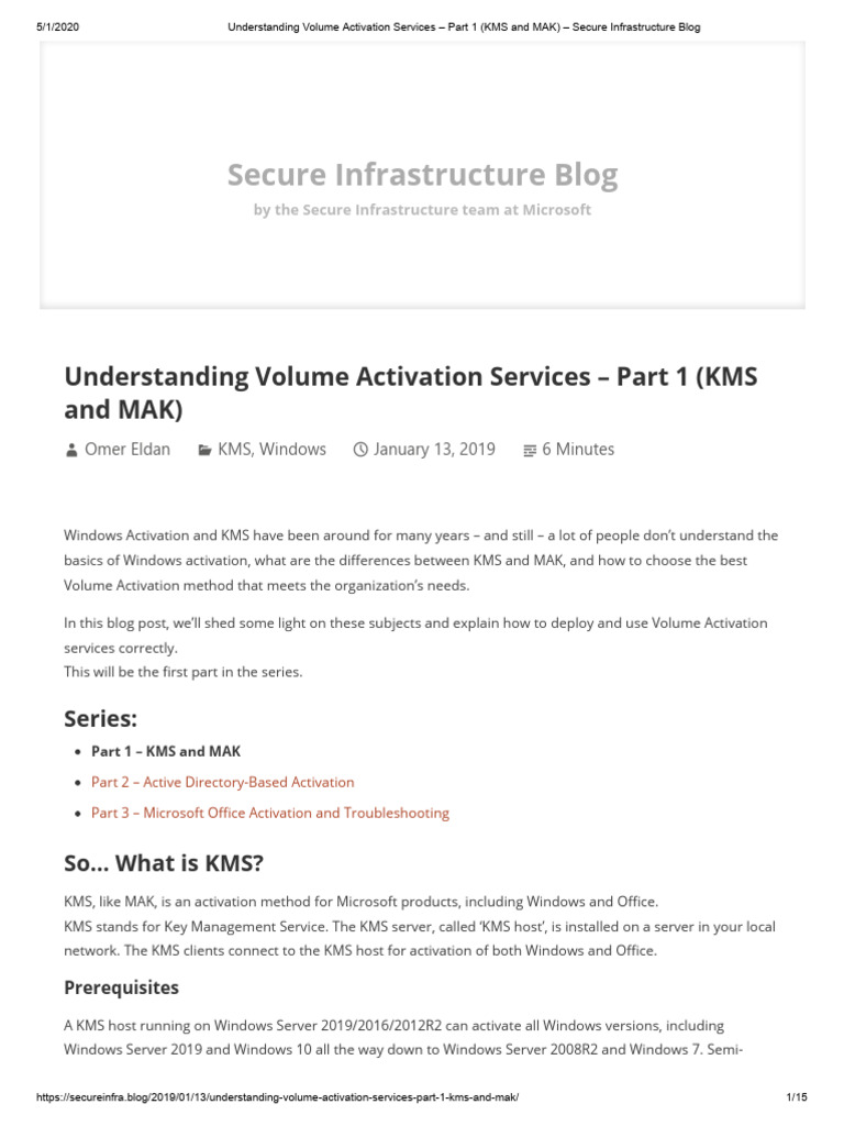 Understanding Volume Activation Services - Part 1 (KMS and MAK ...