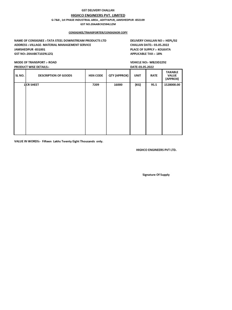 Scrap Delivery Memo | PDF | Governance | Taxes