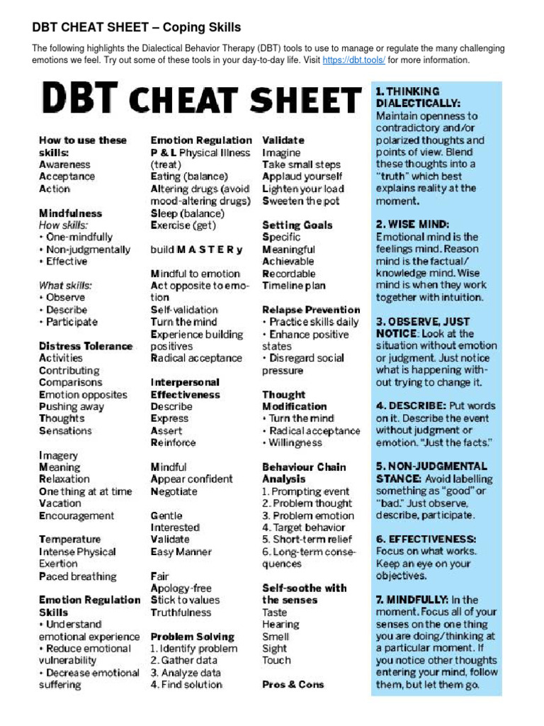 DBT Cheat Sheet | PDF | Career & Growth
