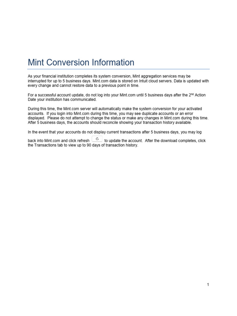 Mint Conversion Information | PDF