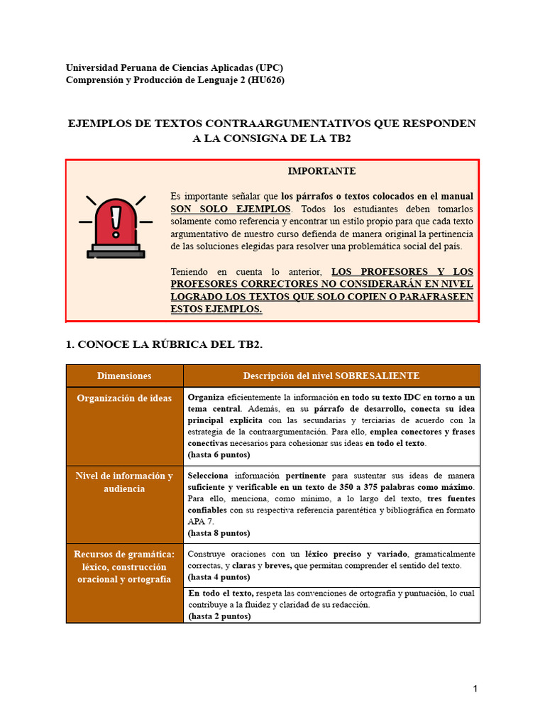 HU626 Ejemplos de Textos de TB2 2024 | PDF | Internet | Corrupción política