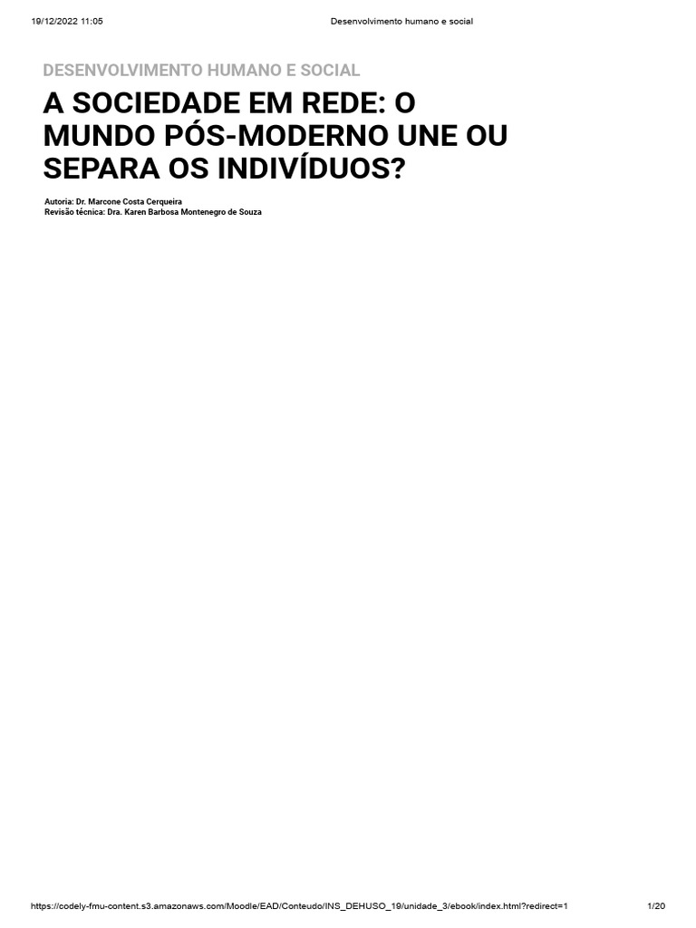 Sociedade em Rede e Modernidade | PDF | Sociologia | Science