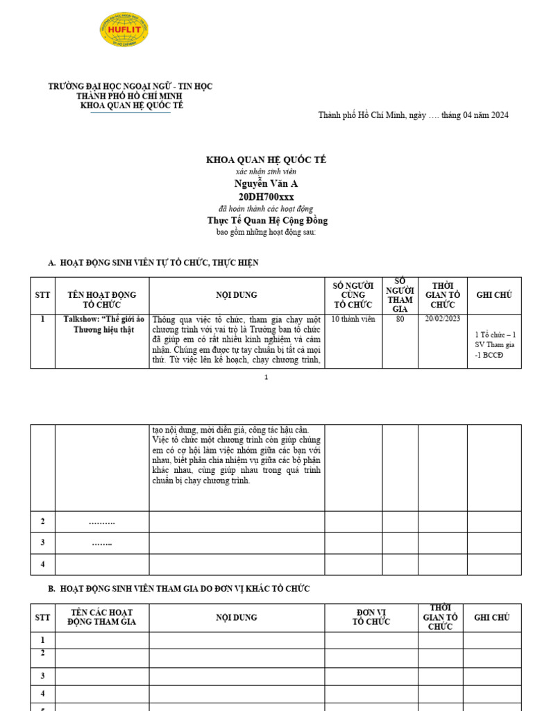 Nguyen Van A 20DH700063 PR2001 | PDF