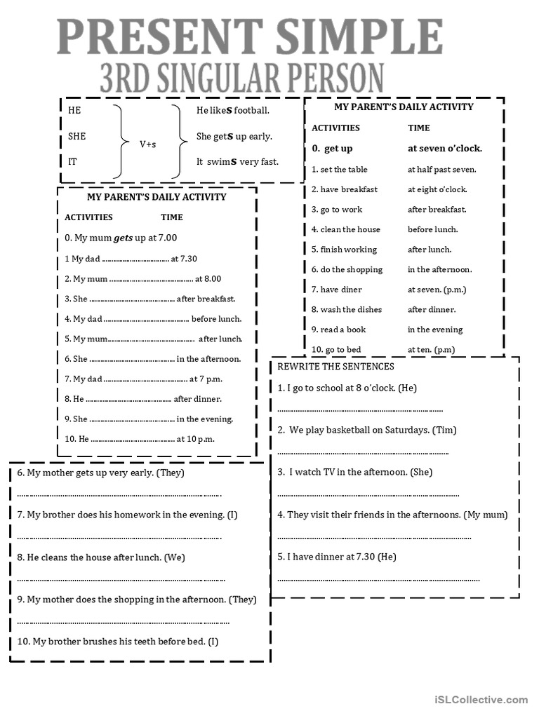 Present Simple 3rd Person | Download Free PDF | Lunch | Cuisine