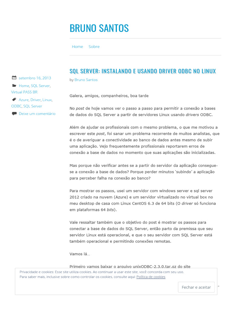 SQL Server - Instalando e Usando Driver ODBC No Linux - Bruno Santos ...
