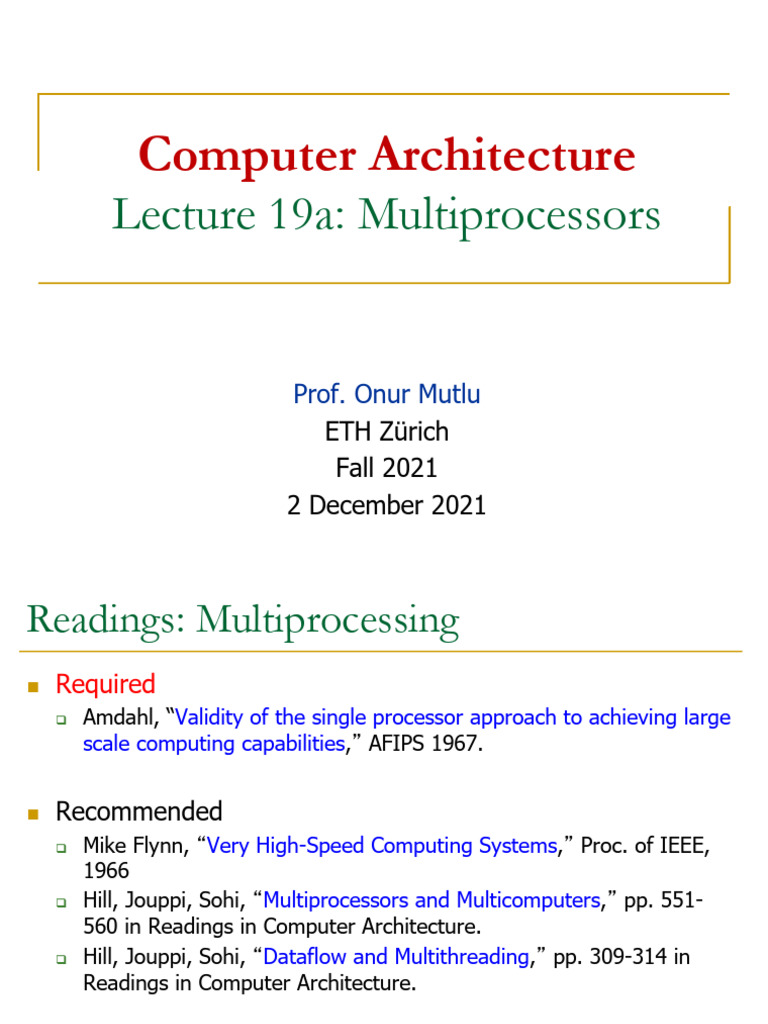 Arch13 Multiprocessors Afterlecture | PDF | Parallel Computing | Central Processing Unit