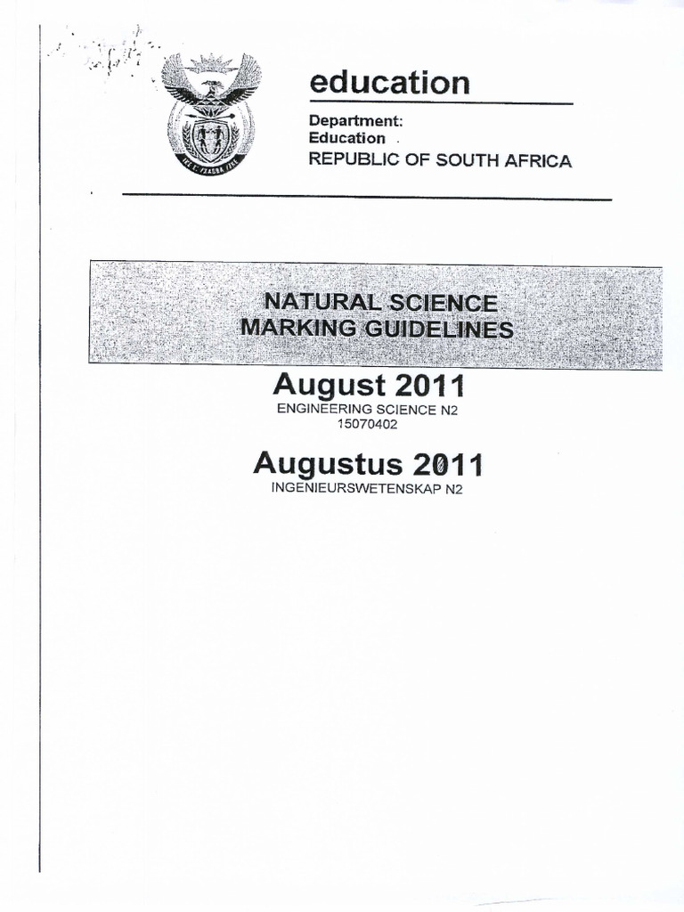 2011 August n2 Engineering+Science+Memo | PDF