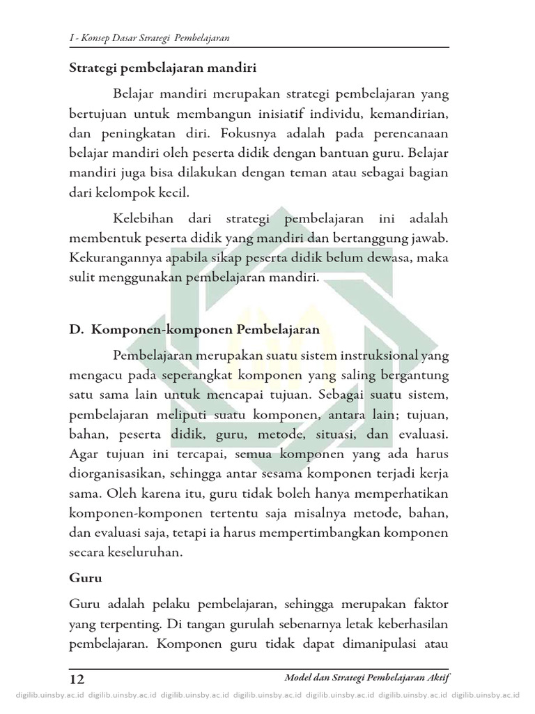 Konsep Dasar Strategi Pembelajaran | PDF