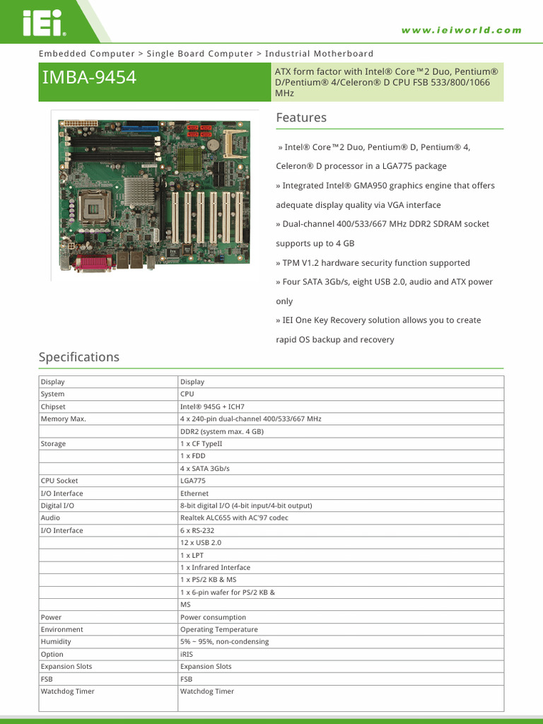 DATA SHEET MOTHERBOARD IMBA 9454GR40 | PDF | Computer Hardware ... DATA SHEET MOTHERBOARD IMBA 9454GR40 | PDF | Computer Hardware ...