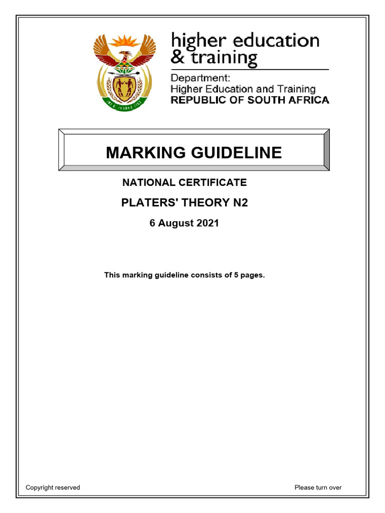 N2 Platers' Theory August 2021 Memorandum | Download Free PDF | Welding ...