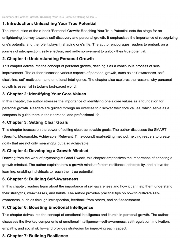 Personal Growth - Reaching Your True Potential - Making A Plan ... | PDF