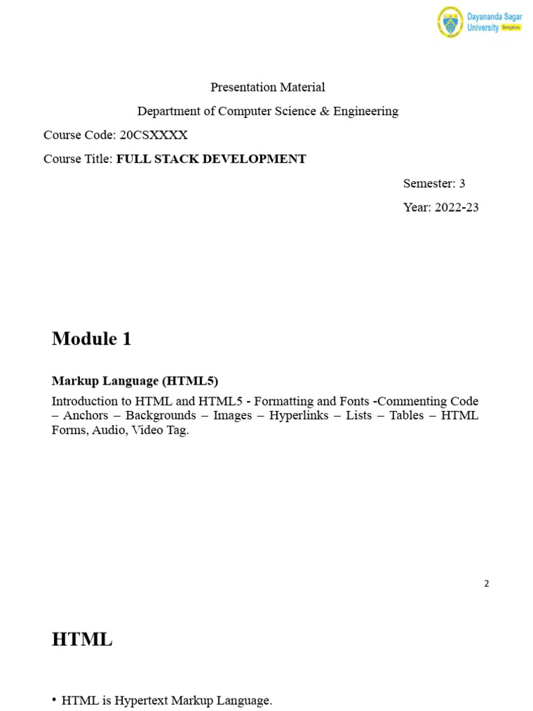 FSD Module1 HTML | PDF | Html | Html Element FSD Module1 HTML | PDF | Html | Html Element