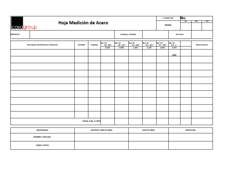 F-Const-007 Verificacion de Acero | PDF