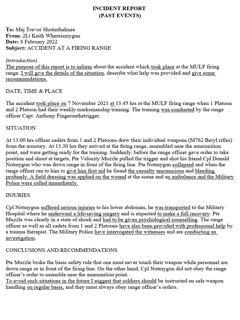 WRITING LEVEL 2 - Incident Reports | PDF