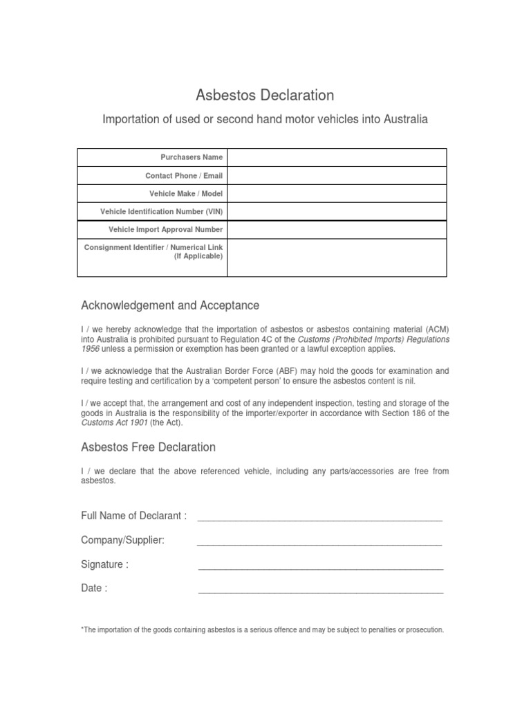 Asbestos Declaration | PDF
