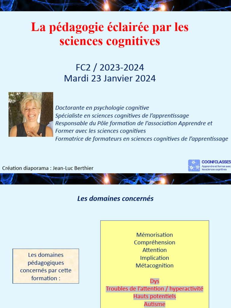 FC2 1 Cogniclasse 23 Janvier 2024 | PDF | Mémoire | Pédagogie