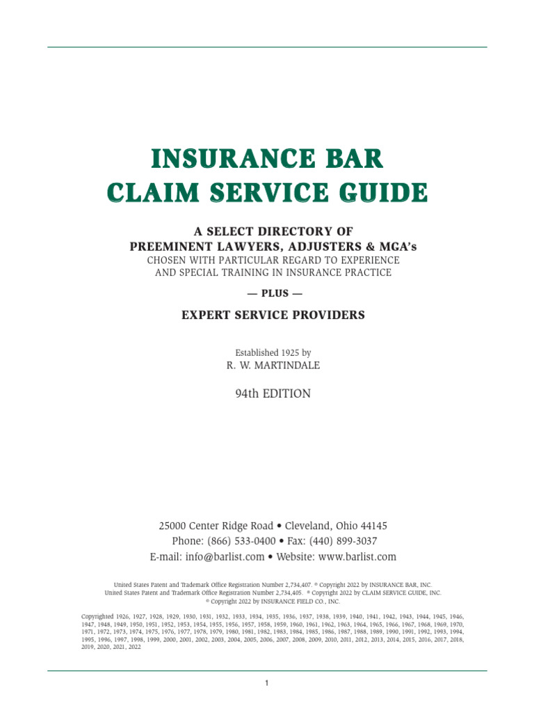 Claim Service Guide and Insurance Bar | PDF | Insurance | Department Of ...