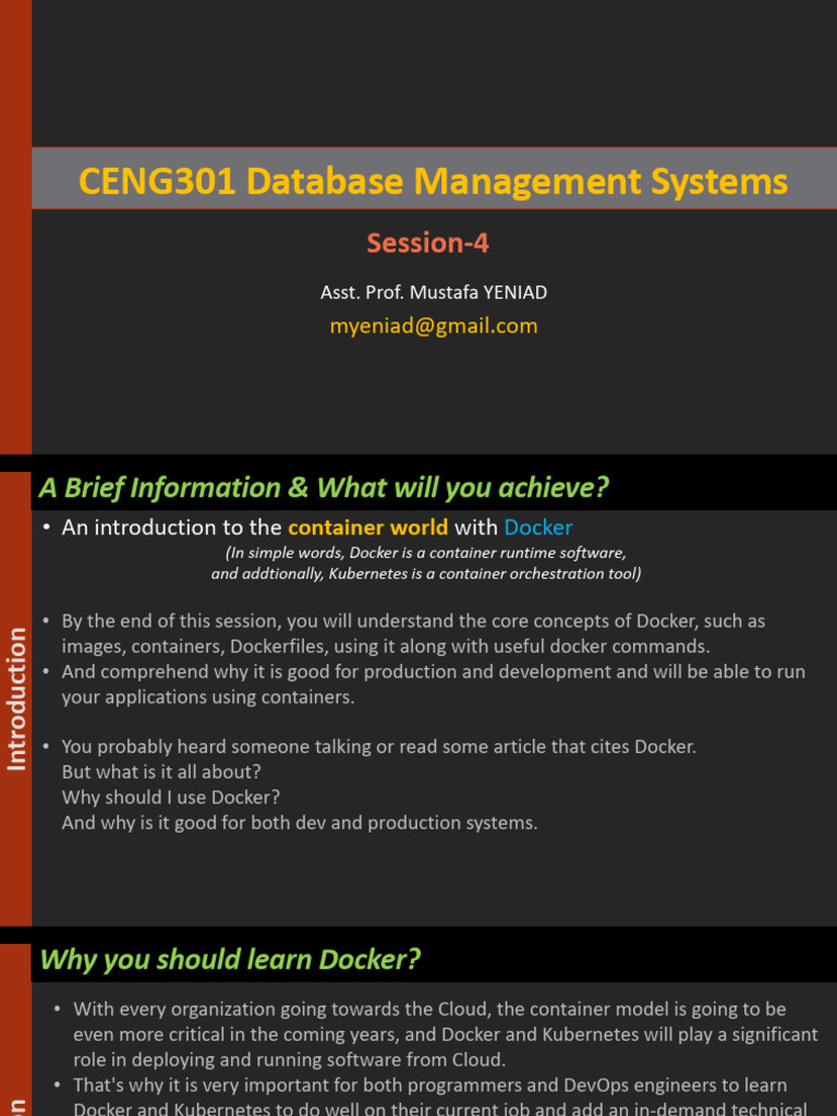 CENG301 DBMS Docker Session 4 | PDF | Virtual Machine | Virtualization