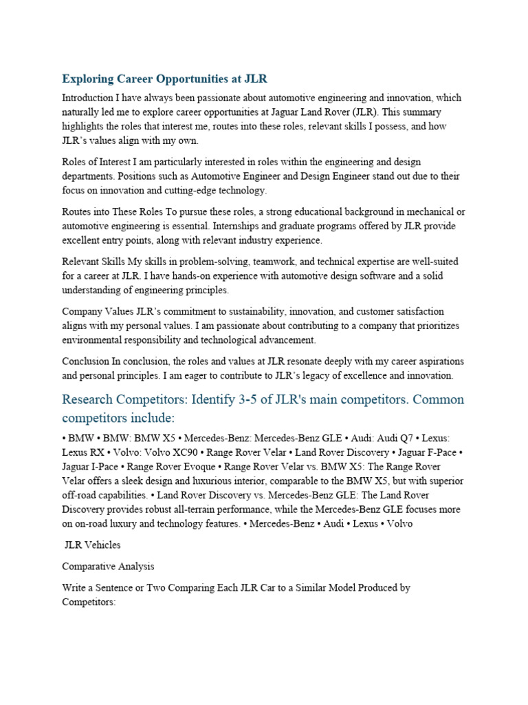 JLR working in the industry | PDF | Lexus | Audi